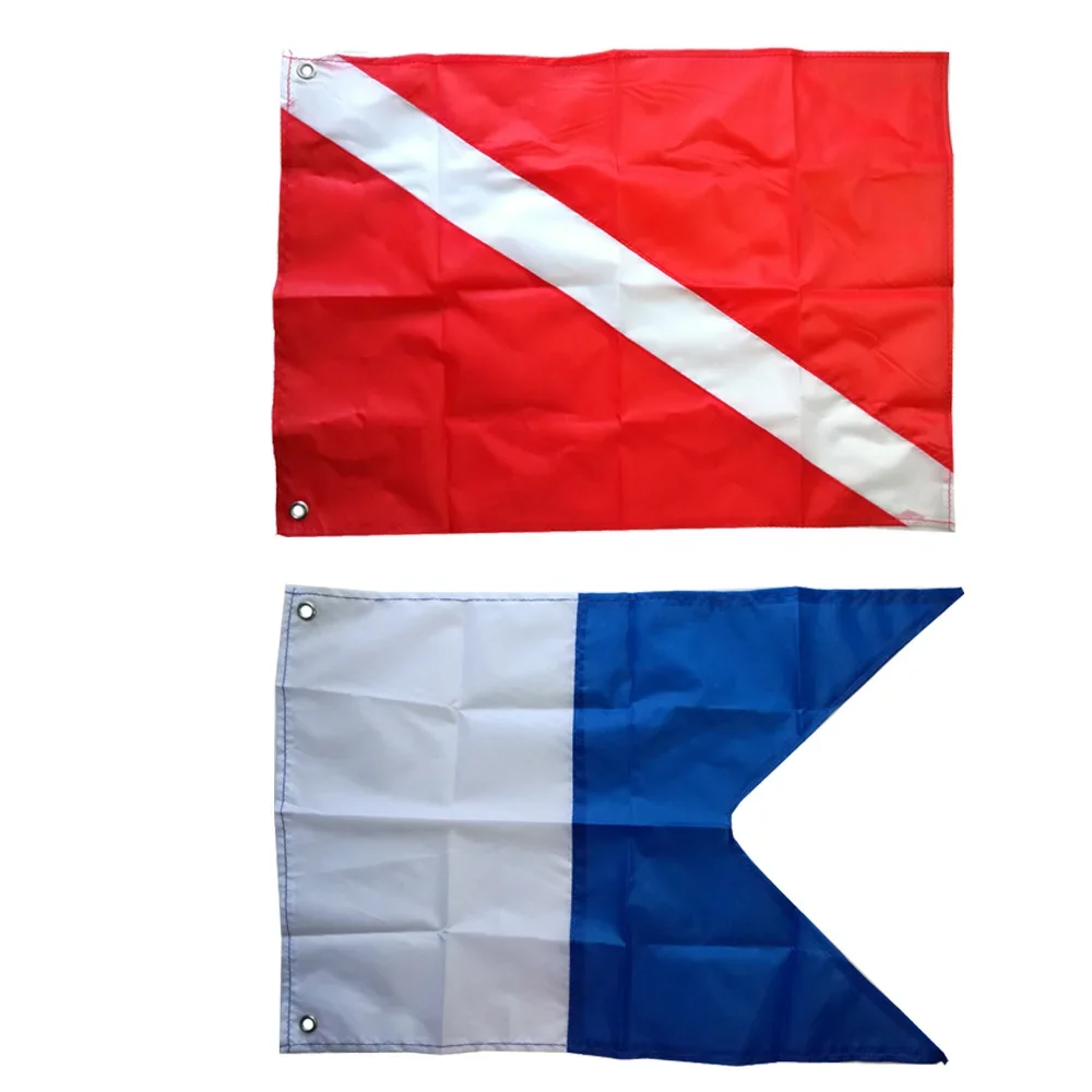 2 Size Large Dive Boat Flag International Sign Universal Scuba Diving ...
