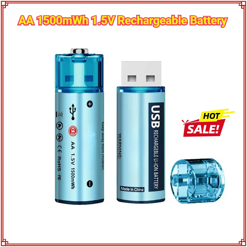 Aa 1500mWh 1.5V Rechargeable Battery USB Lithium Battery for Remote ...