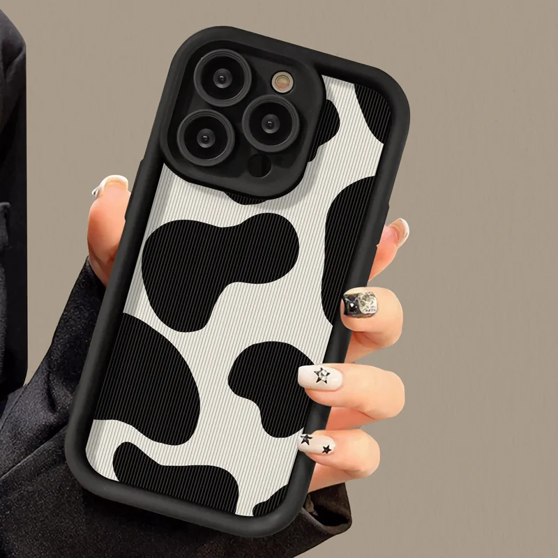 Fashion-Simple-Cow-Pattern-Phone-Case-For-iPhone-11-12-13-14-15-Pro-Max ...