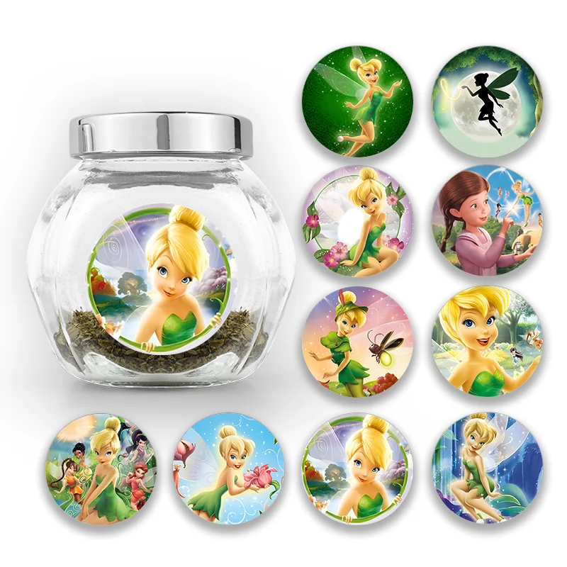 Cartoon Animated Fantasy Fairy Tinker Bell Circle Stickers Birthday ...