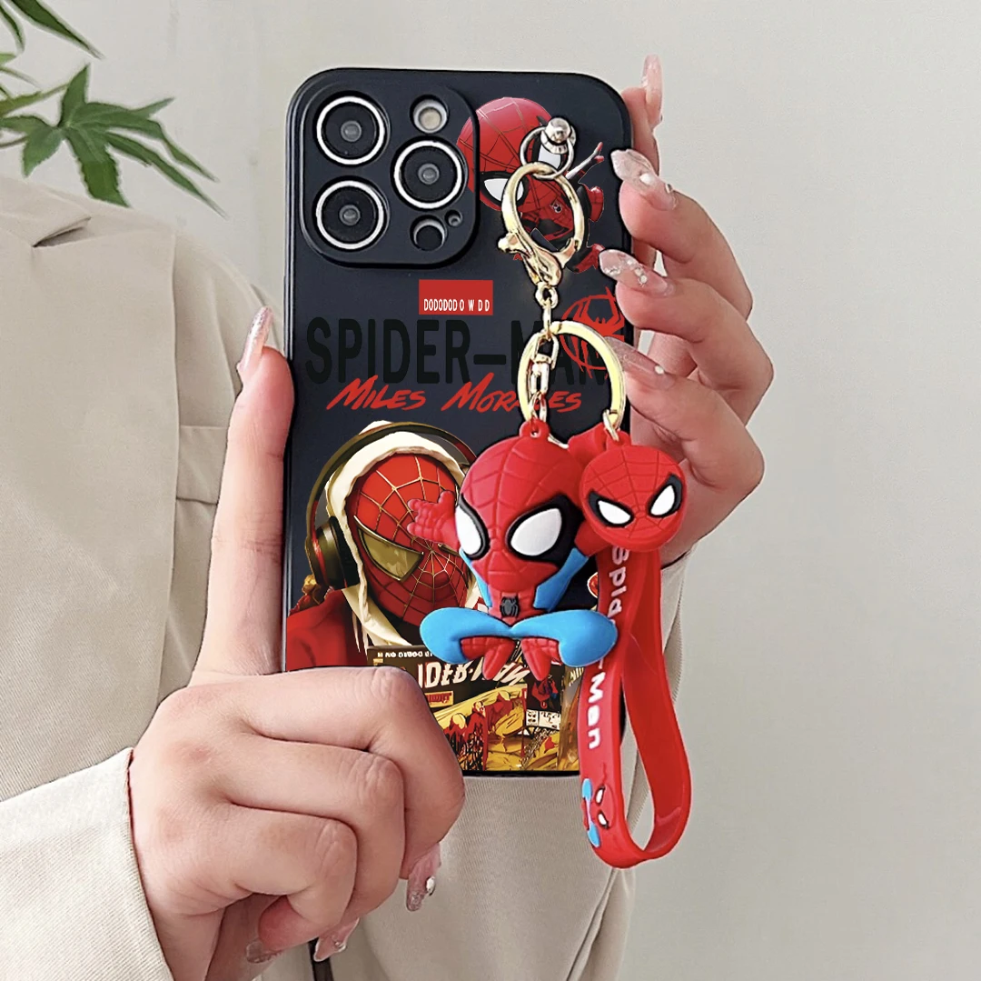Spiderman Themed Phone Case with Keychain Attachment for Moto G54 5G (K022)