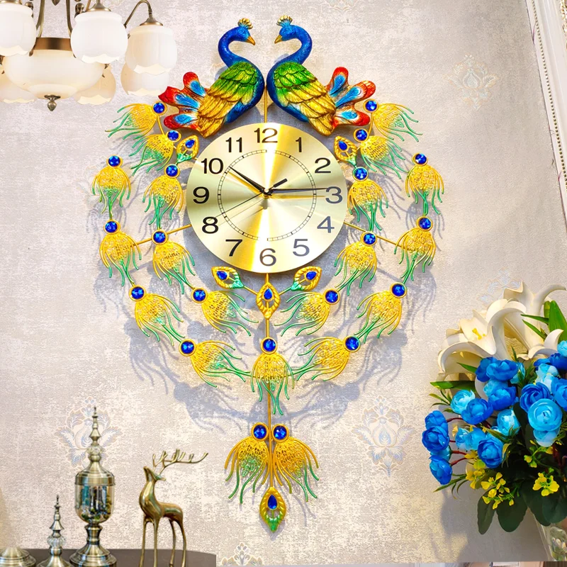 Peacock-Nordic-Wall-Clocks-Digital-Luxury-Art-Mural-Big-Size-Modern ...