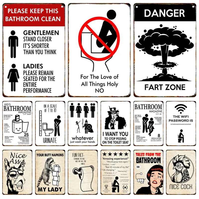 Funny-Toilet-Metal-Sign-Plaque-Tin-Painting-Vintage-Poster-Warning-Sign ...