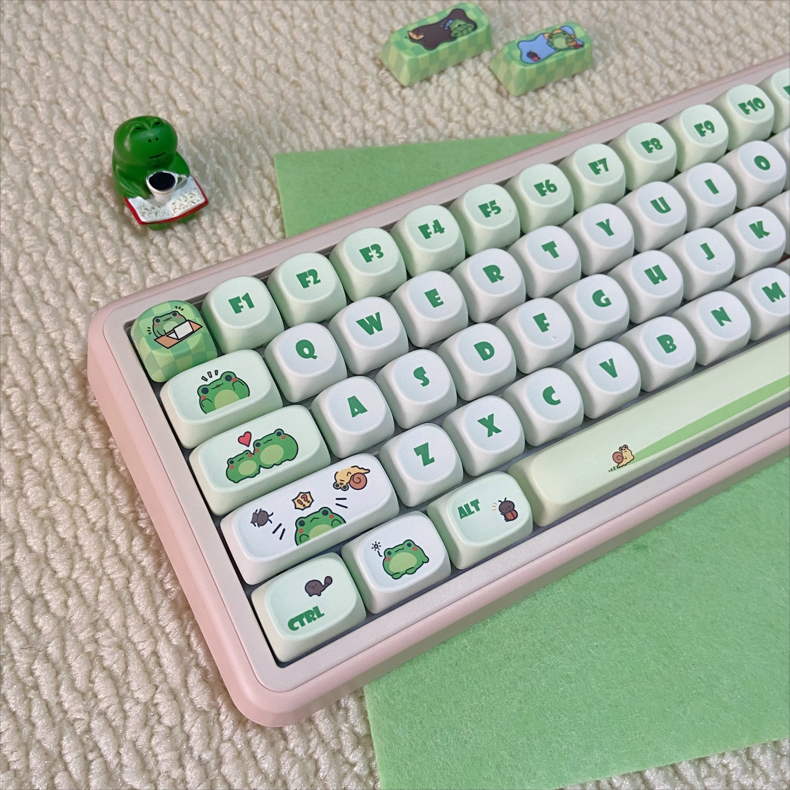 MOA Cute Green Frog Keycaps Custom Mechanical Keyboard Key Caps PBT ...