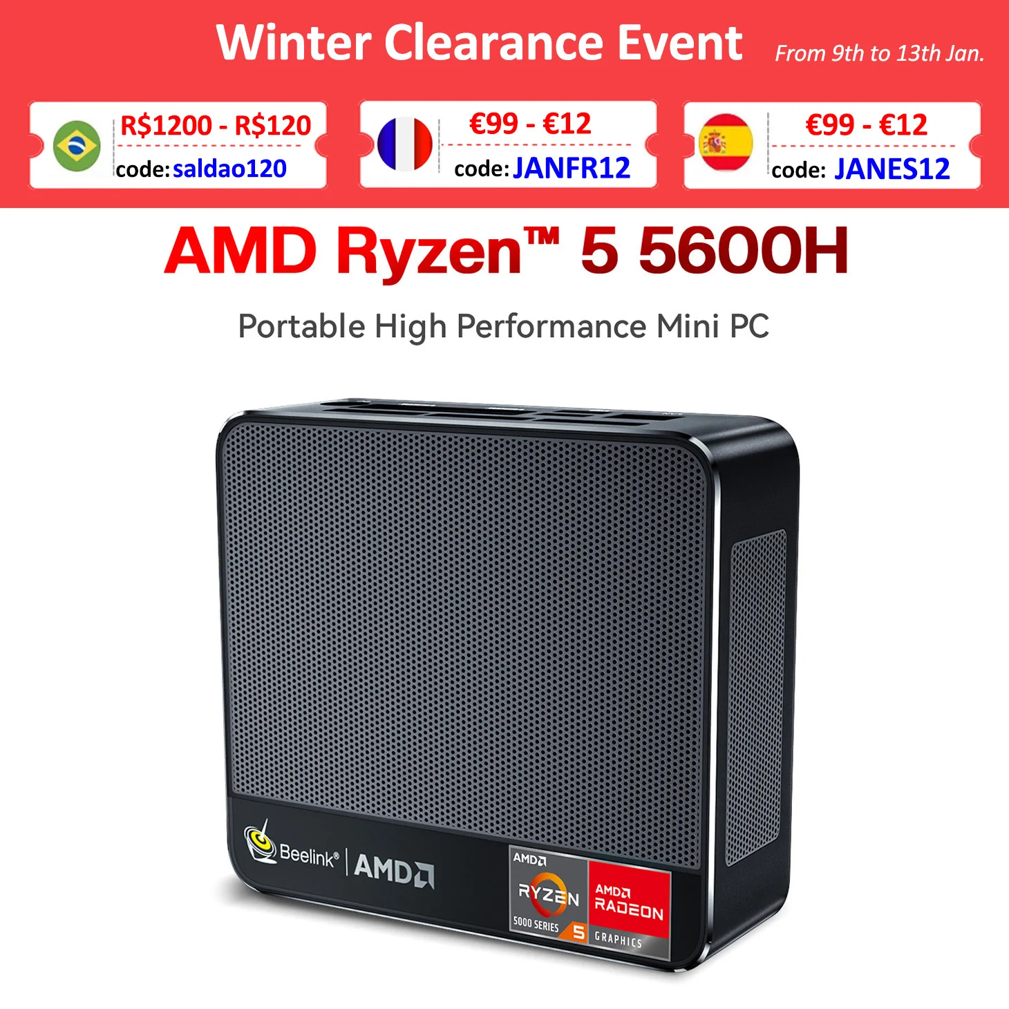 Beelink ordenador SER5 Pro AMD Ryzen 5 5560U/5600H Radeon 7 Core ...