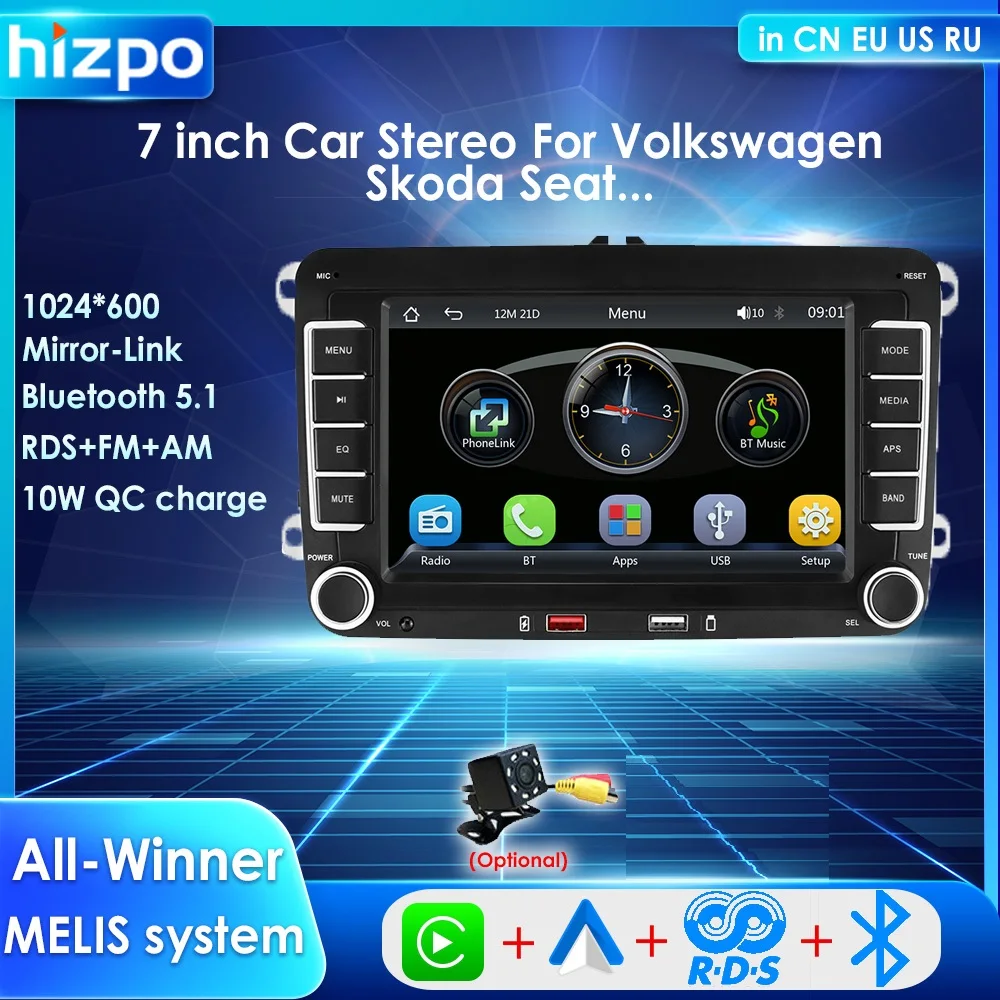 Carplay Android Auto 7'' Car Stereo for VW Volkswagen Golf Passat Polo ...
