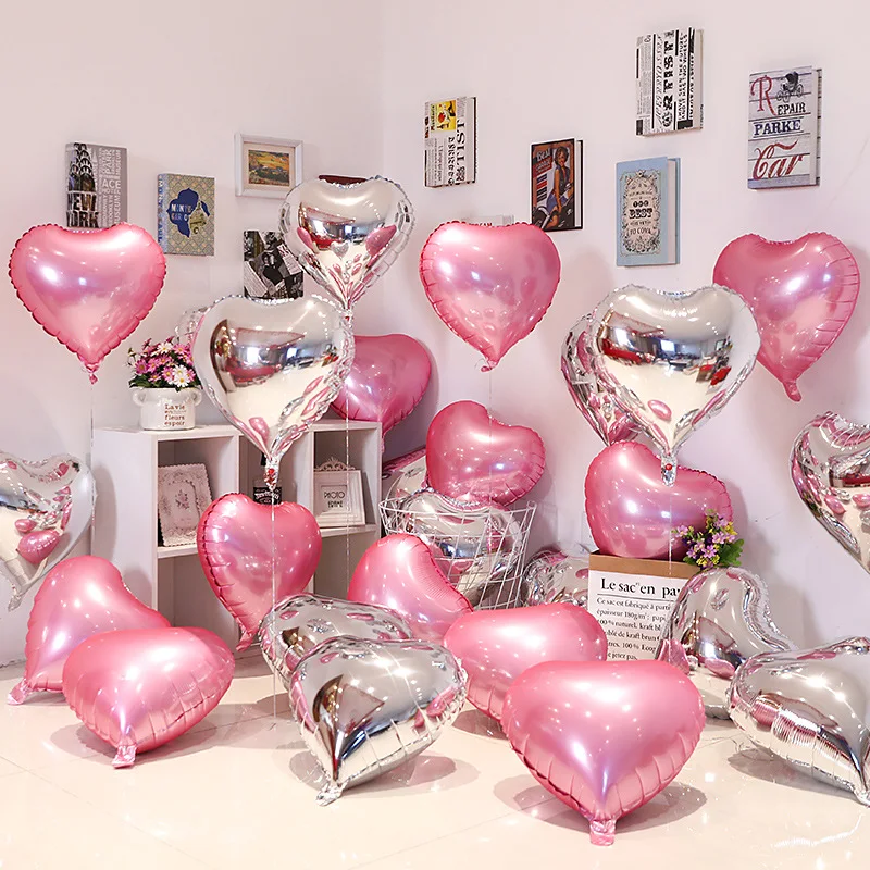 10Pcs 18inch Heart Foil Balloons Wedding Decorations Inflatable Helium ...