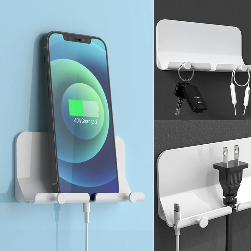 Mobile Phone Charging Holder Wall Shelf Without Drilling Living Room ...