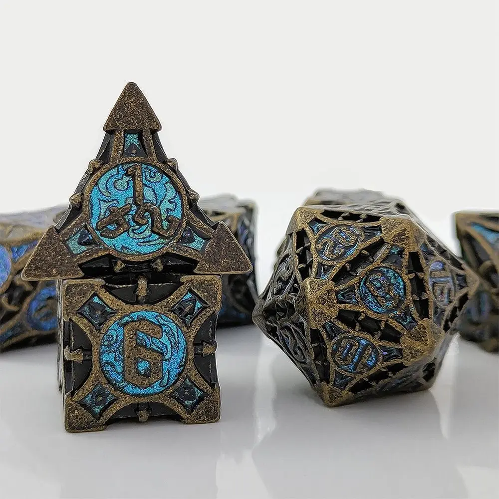 Cool 7Pcs Metal Polyhedral Dice Set Metal Dices Table Games Accessory ...