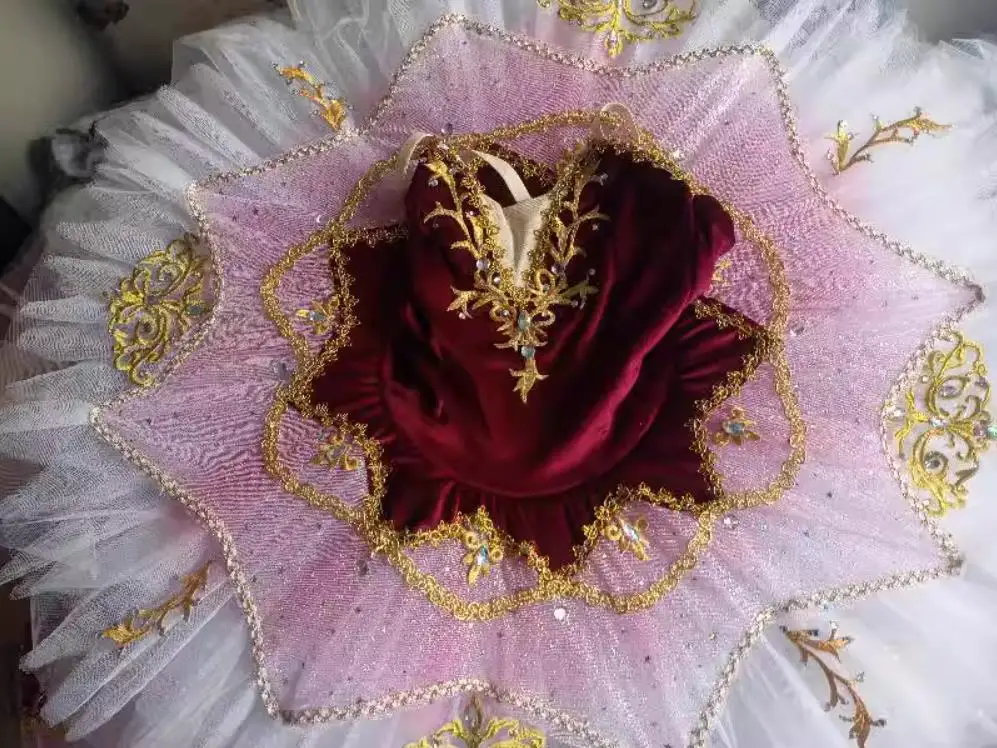 Vestido-de-Ballet-profesional-para-ni-as-y-adultos-tut-rojo-y-Beige ...