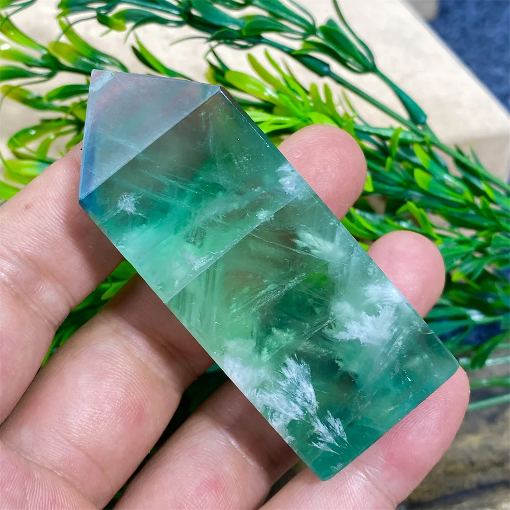 Feather Fluorite Natural Crystal Wand Stone Green Purple Mineral Geode ...