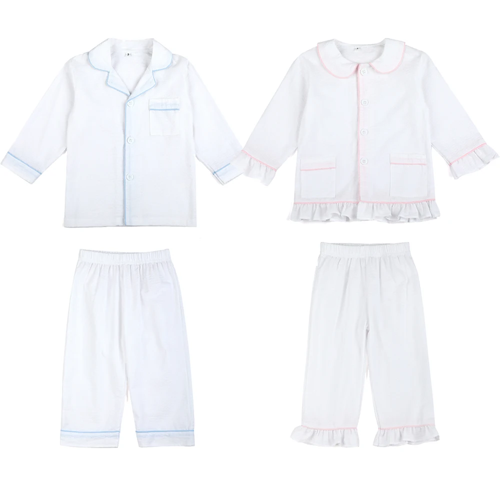 Ruffkids-Summer-Children-Pajamas-Sets-White-Seersucker-baby-Clothes ...