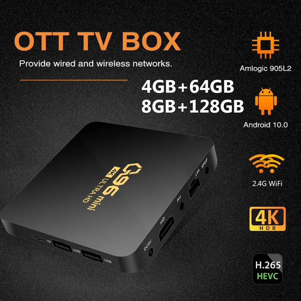 Q96 mini smart tv box android 10.0 amlogic s905l quad core 2.4g wifi 4k ...