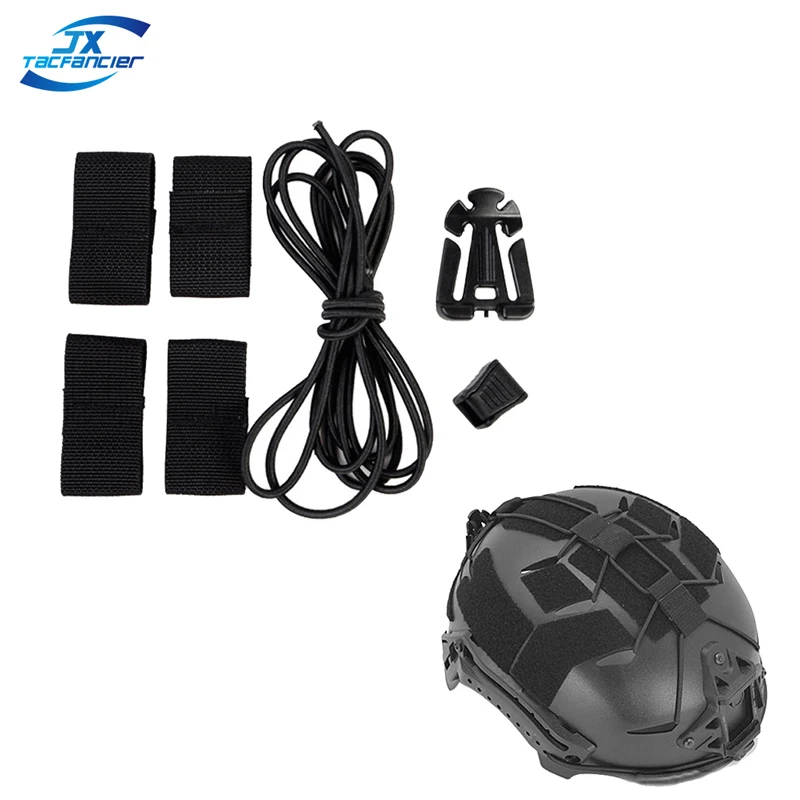 Tactical Helmet War Bungee Cord Retention Elastic Lanyard Set Kit FAST ...