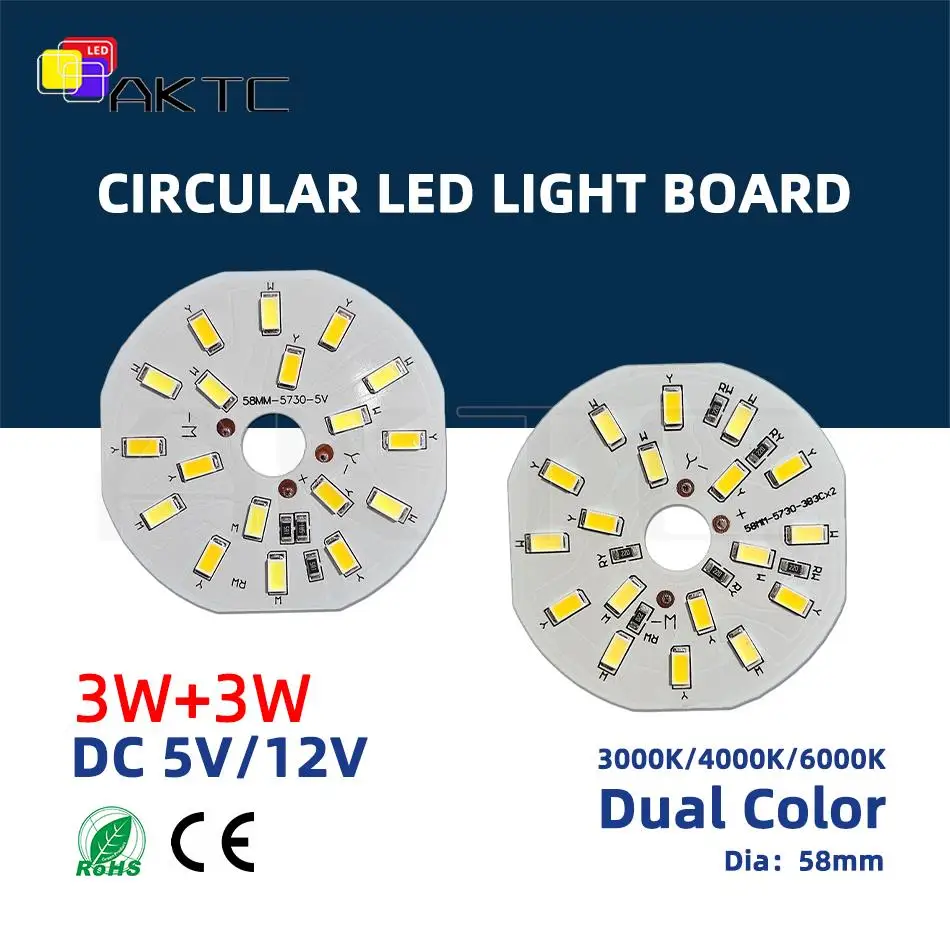 5-Pcs-Round-LED-Dual-Color-Light-Source-Board-DC-5V-12V-6W-White-Warm ...
