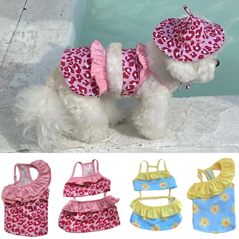 Summer-Cute-Puppy-Dog-Swimming-Suit-Hat-Set-for-Small-Dogs-Beach ...