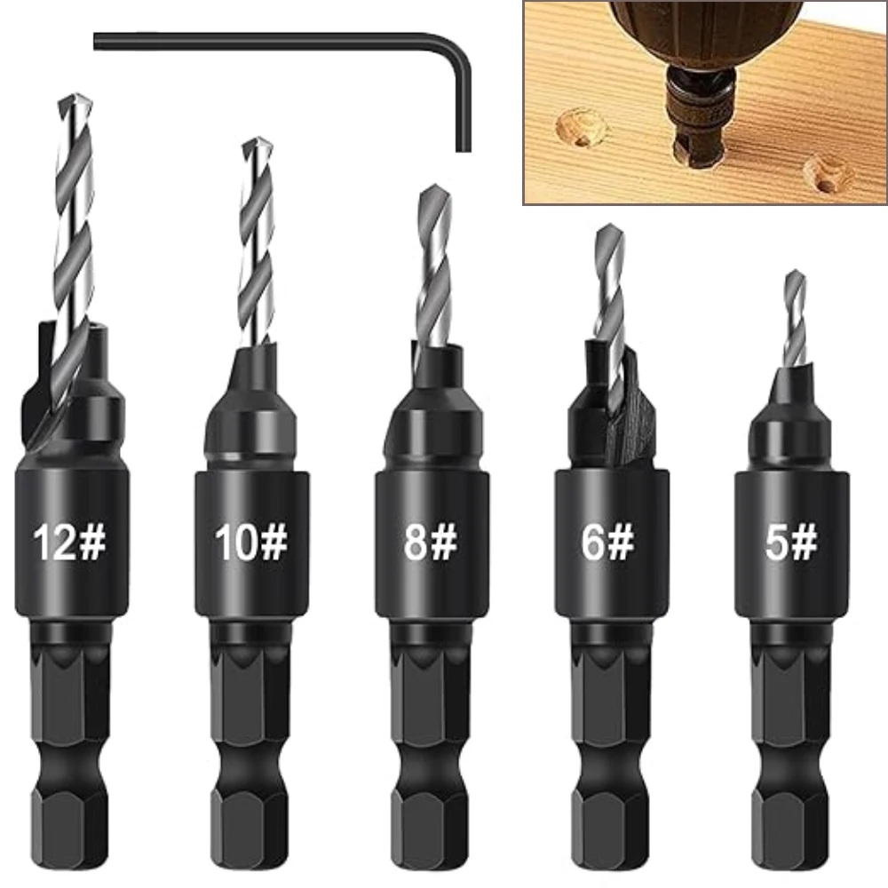 6pcs-Countersink-Drill-Bit-Set-Hard-Metal-Quick-Countersinking-Bit ...