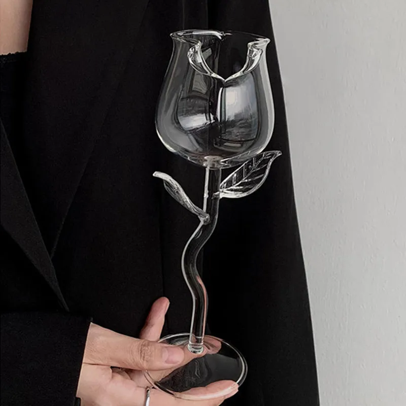 Creative-Cocktail-Glass-Clear-Rose-Shape-Wine-Glass-with-Clear-Leaves ...
