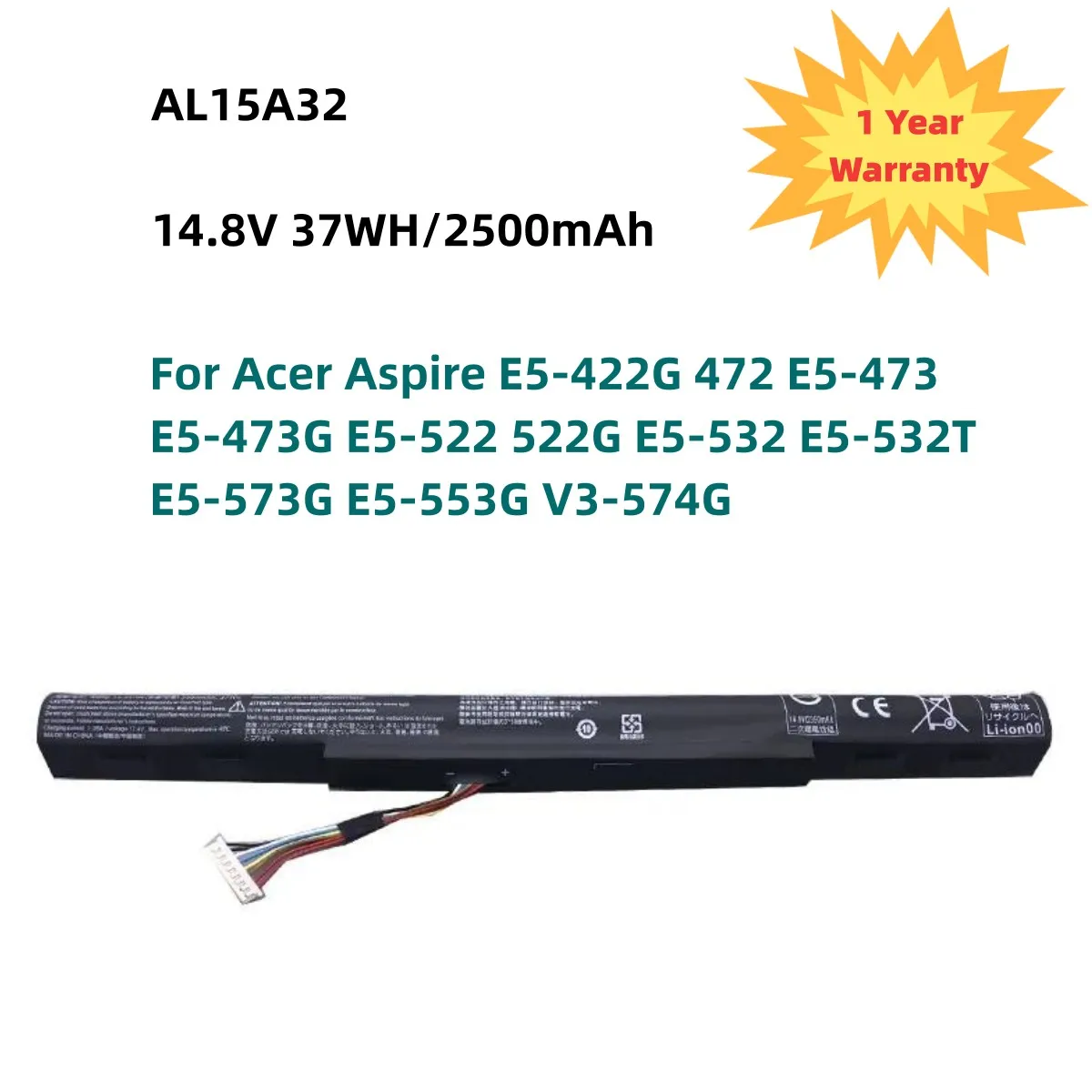AL15A32 Laptop Battery For Acer Aspire E5-422G 472 E5-473 E5-473G E5 ...