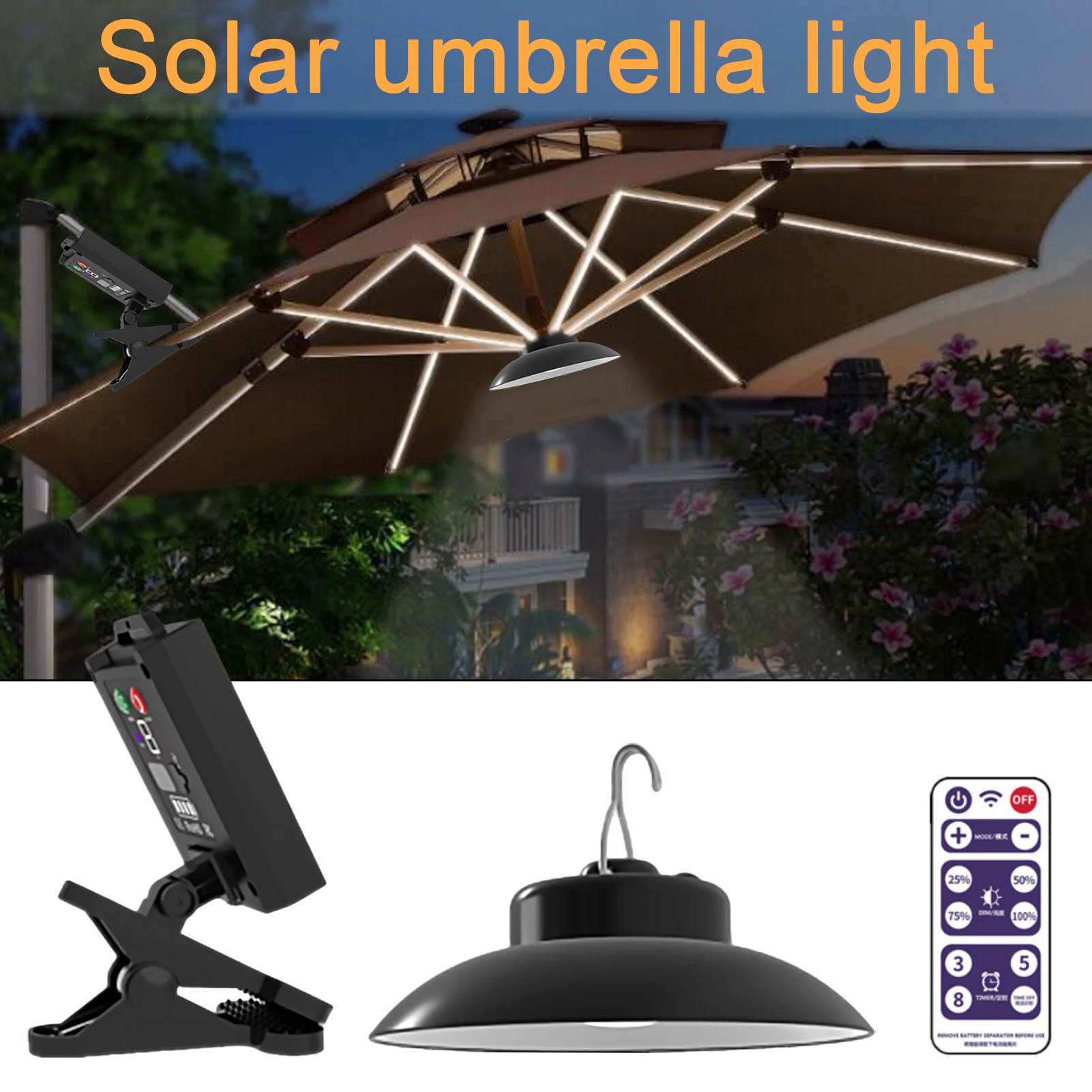 1-2W-Professional-Solar-Light-Outdoor-Garden-Umbrella-Lamp-Waterproof ...