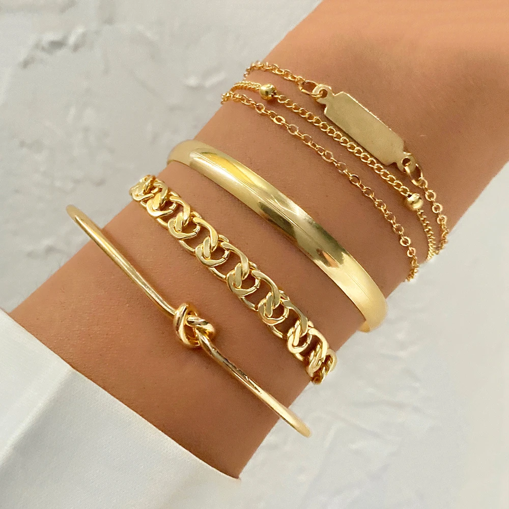 IFMIA-Lady-Fashion-Thick-Chain-Link-Bracelets-Bangles-for-Women-Vintage ...