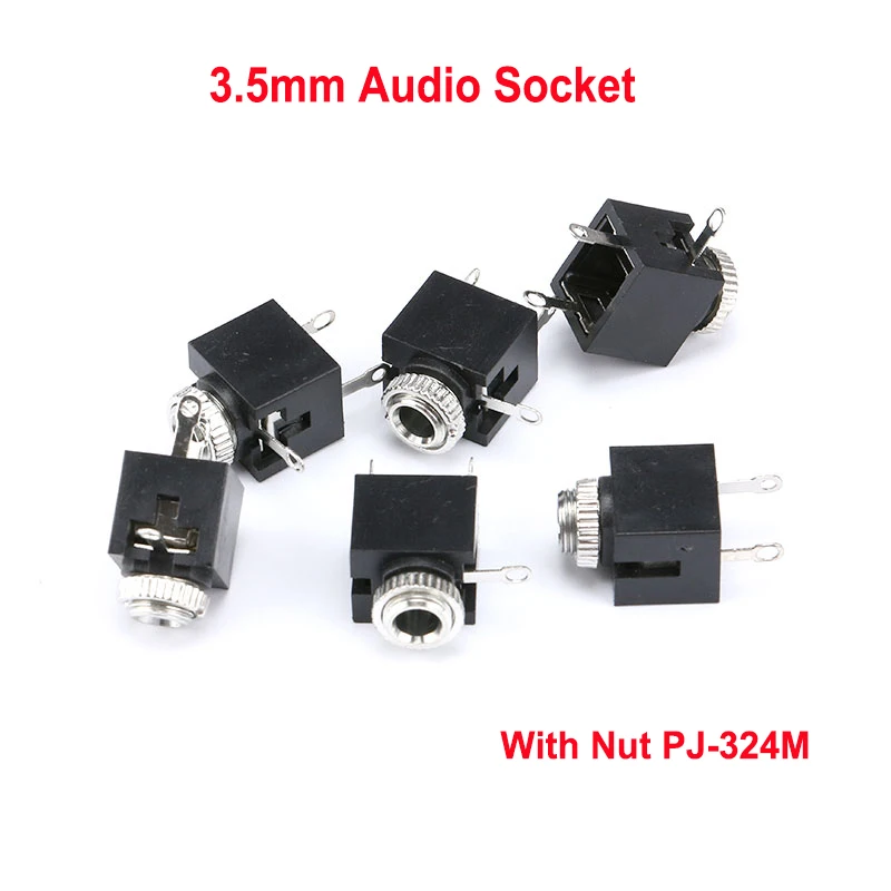 10pcs-3-5mm-Audio-Jack-Socket-3-Pin-with-Nut-PJ-324M-PCB-Panel-Mount ...