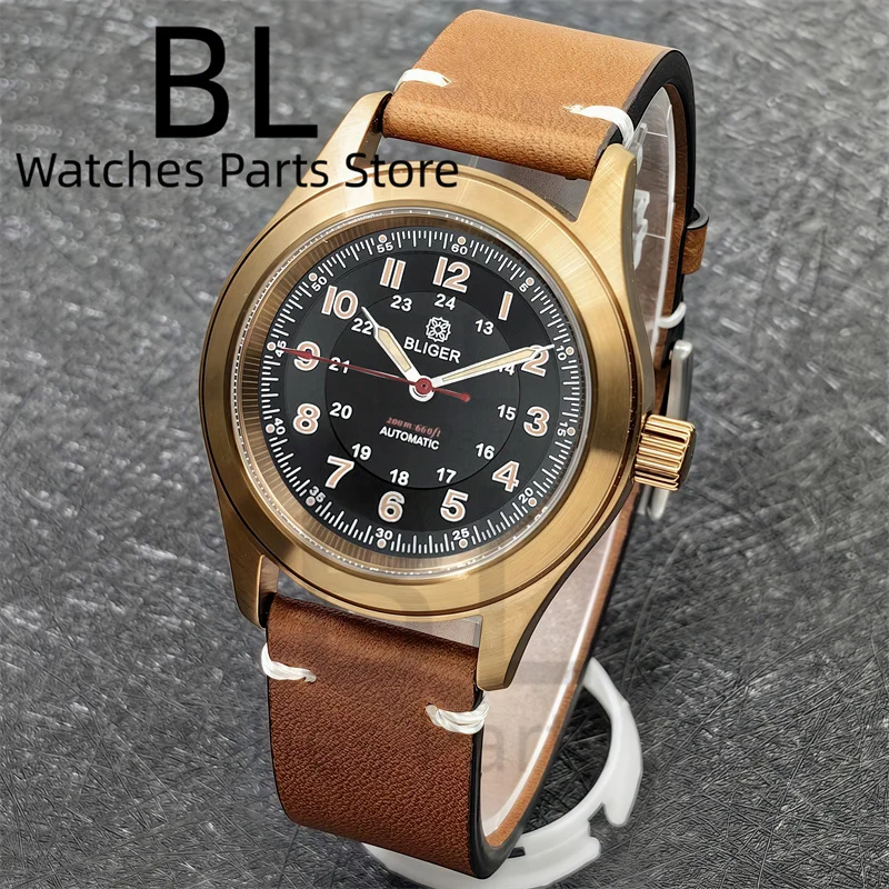 BLIGER 36mm39mm NH35 Automatic Retro Bronze Field Pilot Men's Watch ...