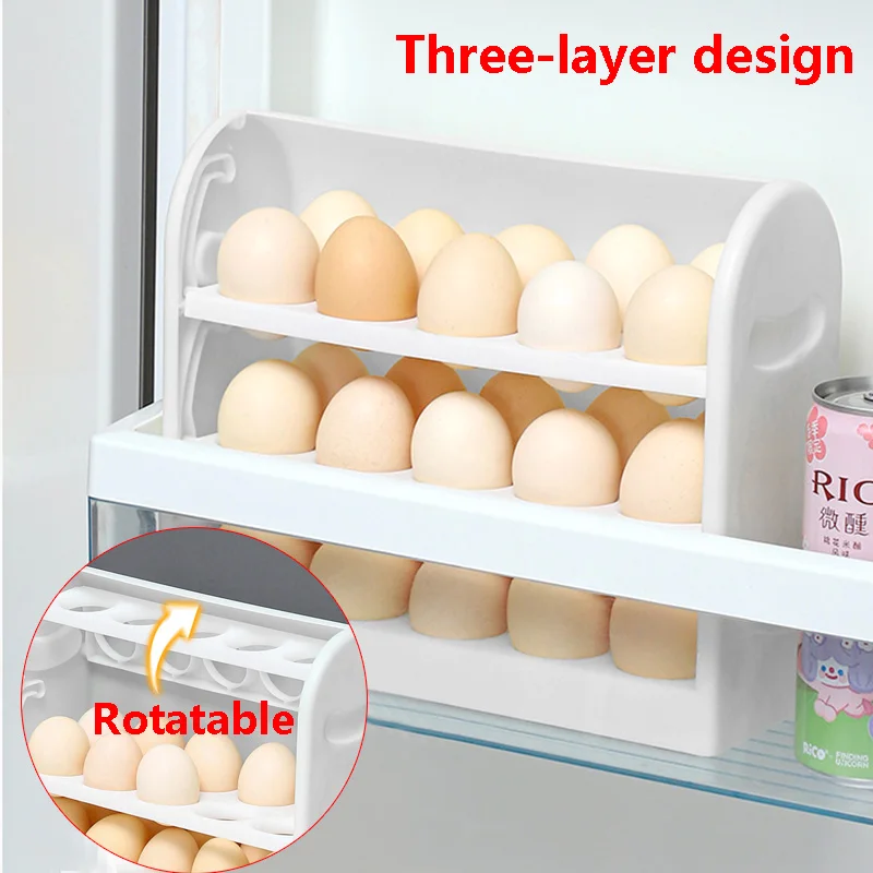 30-Grids-Fridge-Egg-Storage-Box-Rotating-Fridge-Eggs-Organizer ...