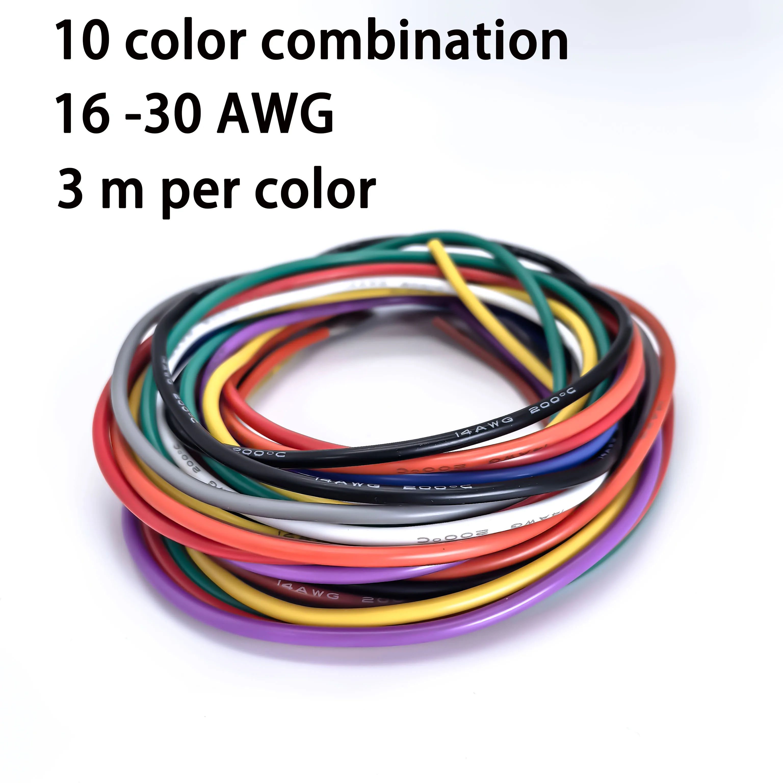 10 colors 10 feet of each color 16/18/28/24/26/28/30AWG stranded tinned ...