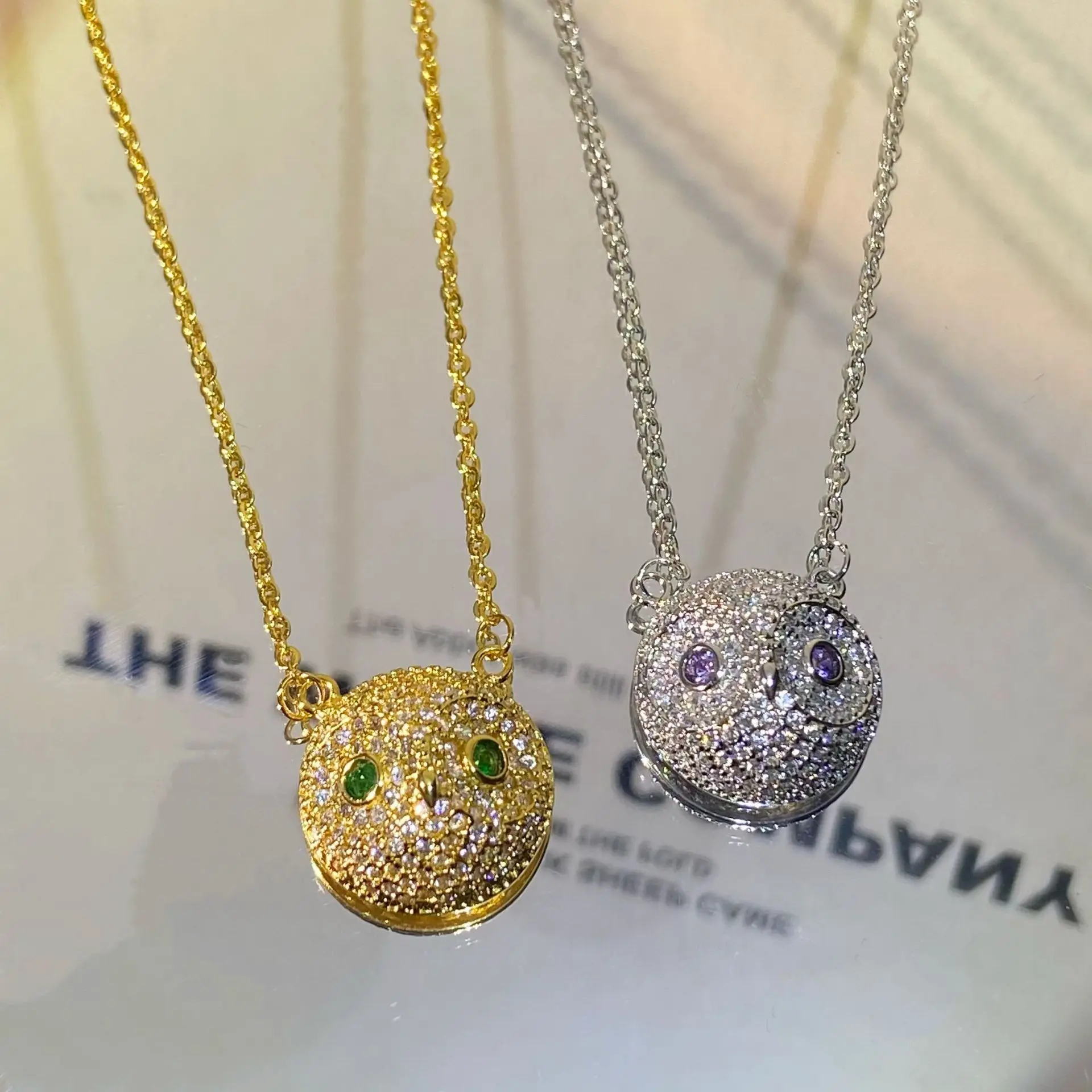 2022 NEW Creative Owl 18K Gold Full Diamond Chain Pendant Necklace For ...