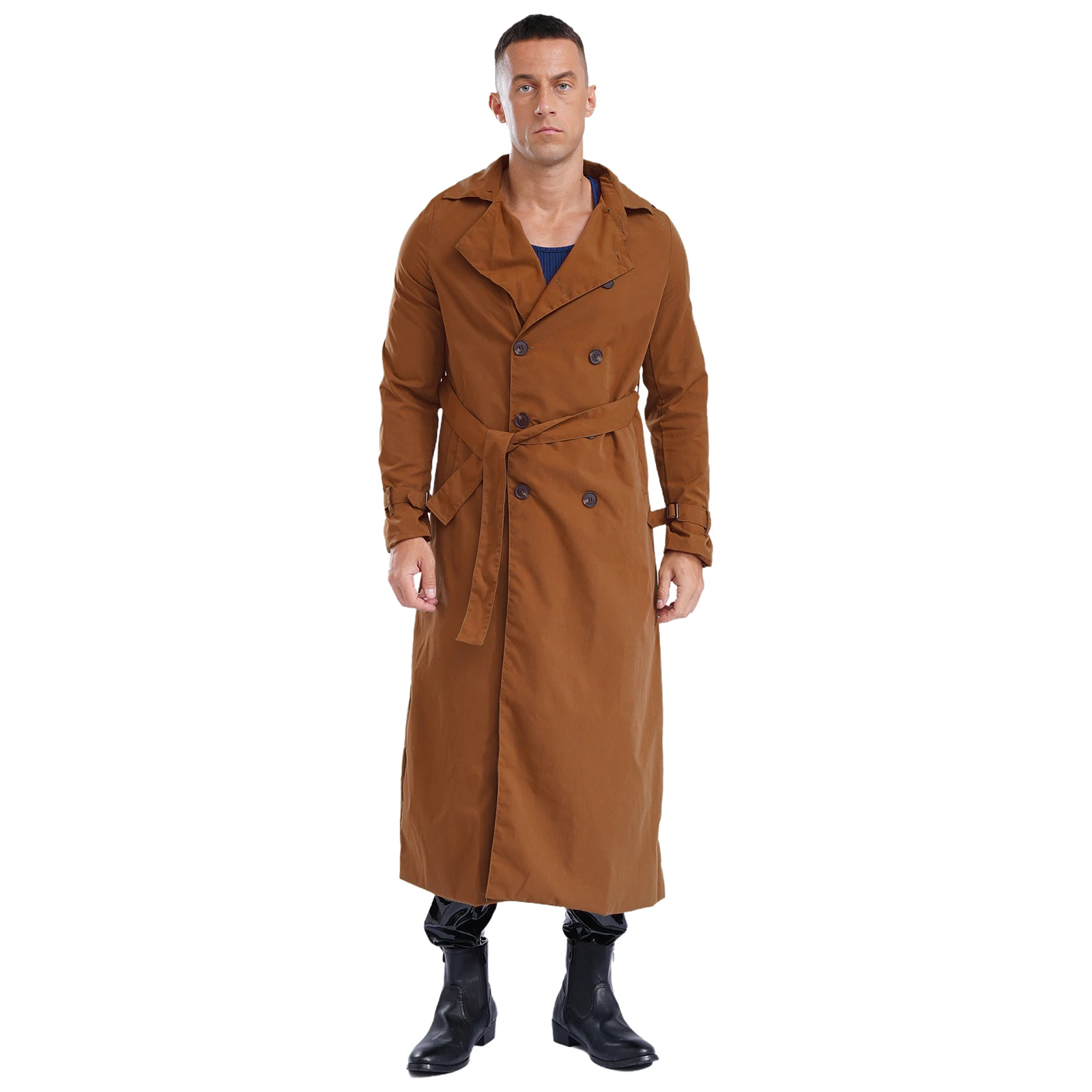 Men Fashion Open Front Trench Coat Casual Notched Lapel Long Sleeve ...
