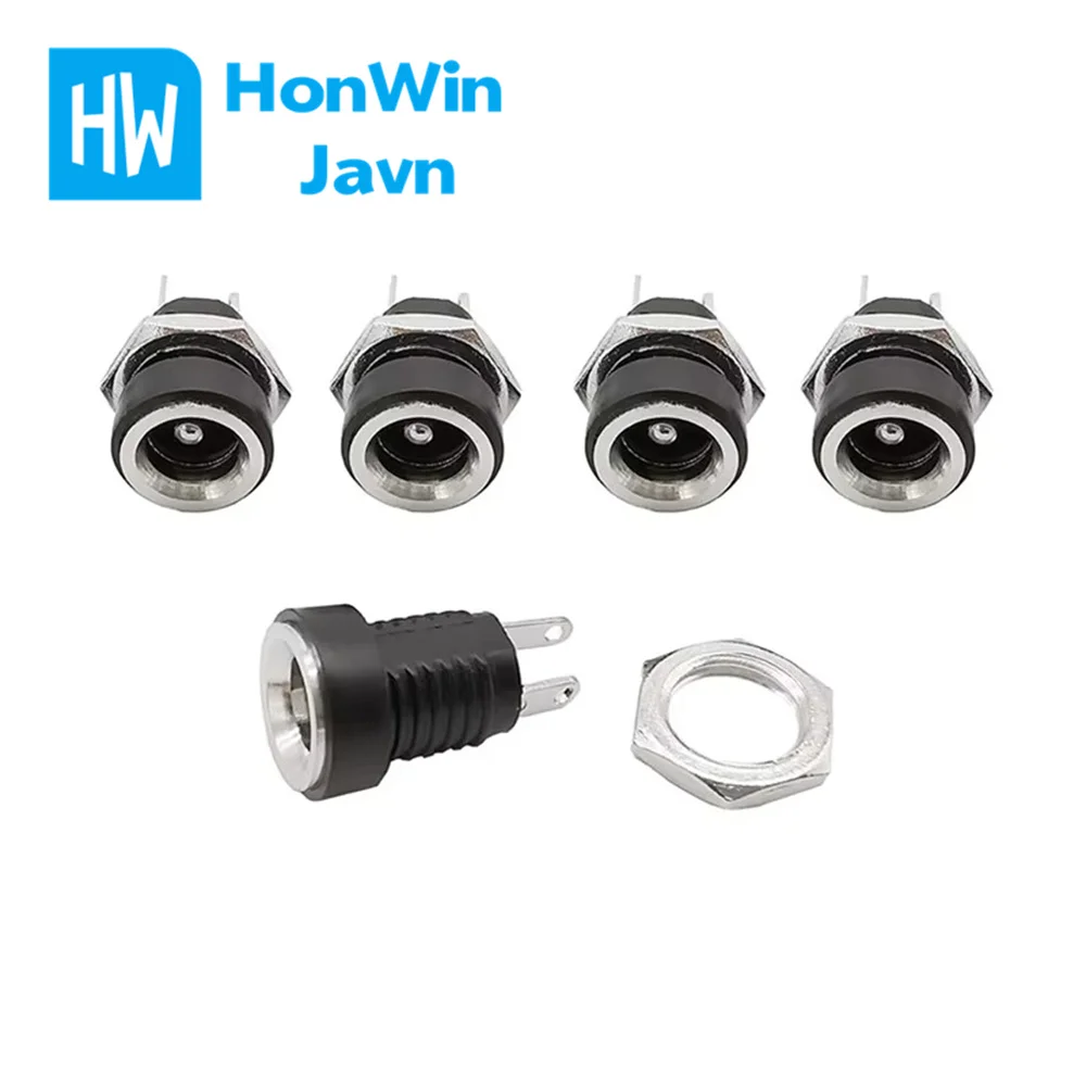 10PCS Copper DC Power Jack Supply Socket Female Panel Mount Connector 5 ...