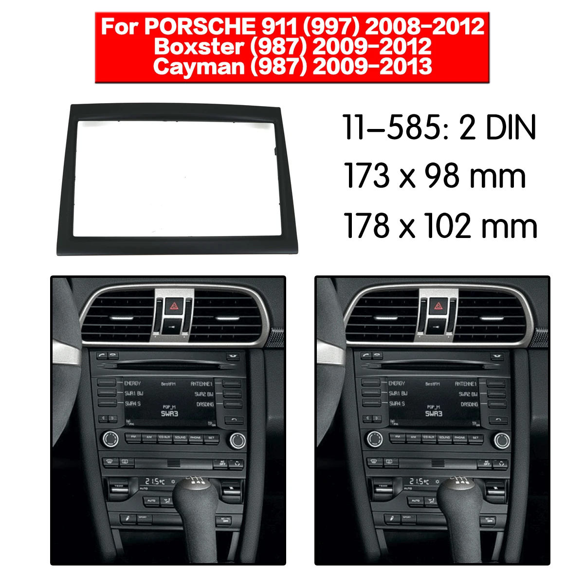 Fascia Panel Stereo Installation Kit Center Console Trim For Porsche ...