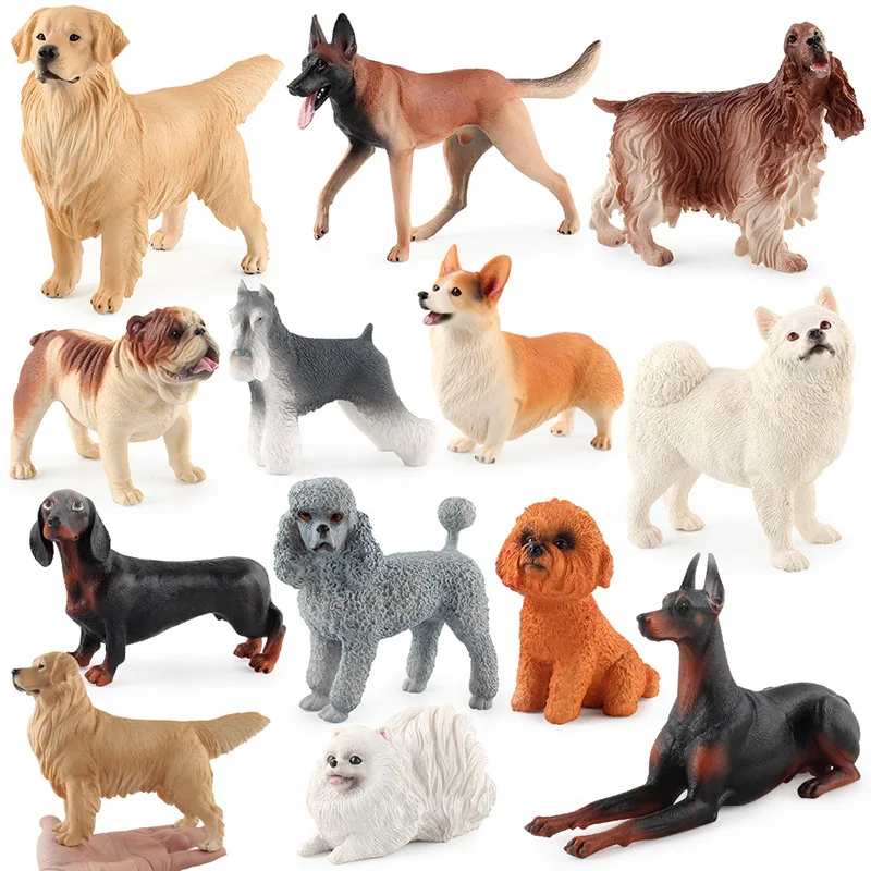 Simulation Realistic Dogs Figurines Great Dane Schnauzer Doberman Model ...