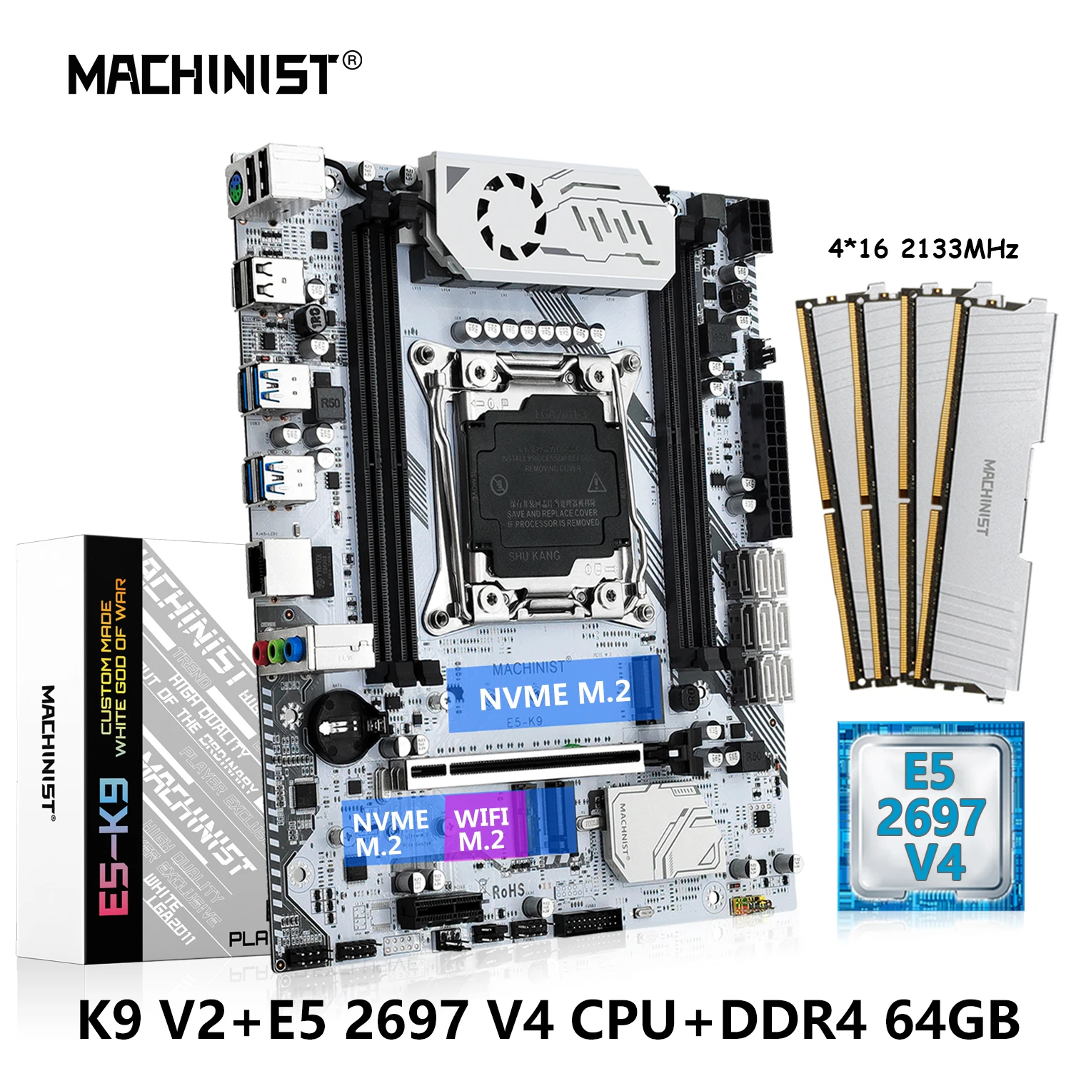 Machinist K9 X99 Motherboard Combo Lga 2011 3 E5 2697 V4 Kit Xeon Cpu