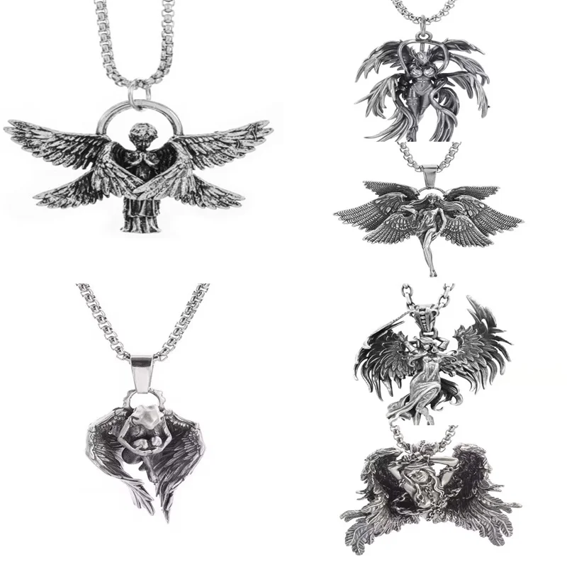 New-Retro-Design-Devil-Angel-Pendant-Necklace-for-Men-Women-Personality ...