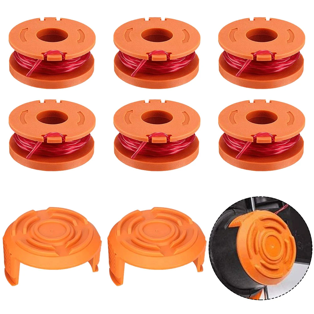 6PCS Trimmer Spools Cover Set Suit For WORX Mower WA0010 Spool WA6531 ...