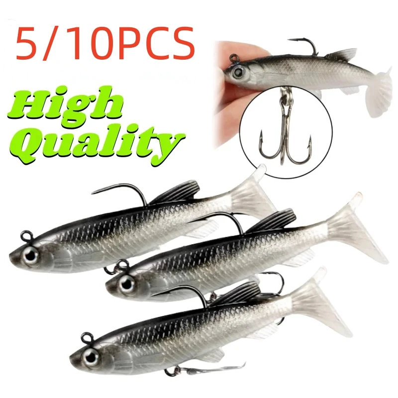 5/10pcs Simulated Snake Eel Fishing Lure Soft Minnow Bait Whitebait ...