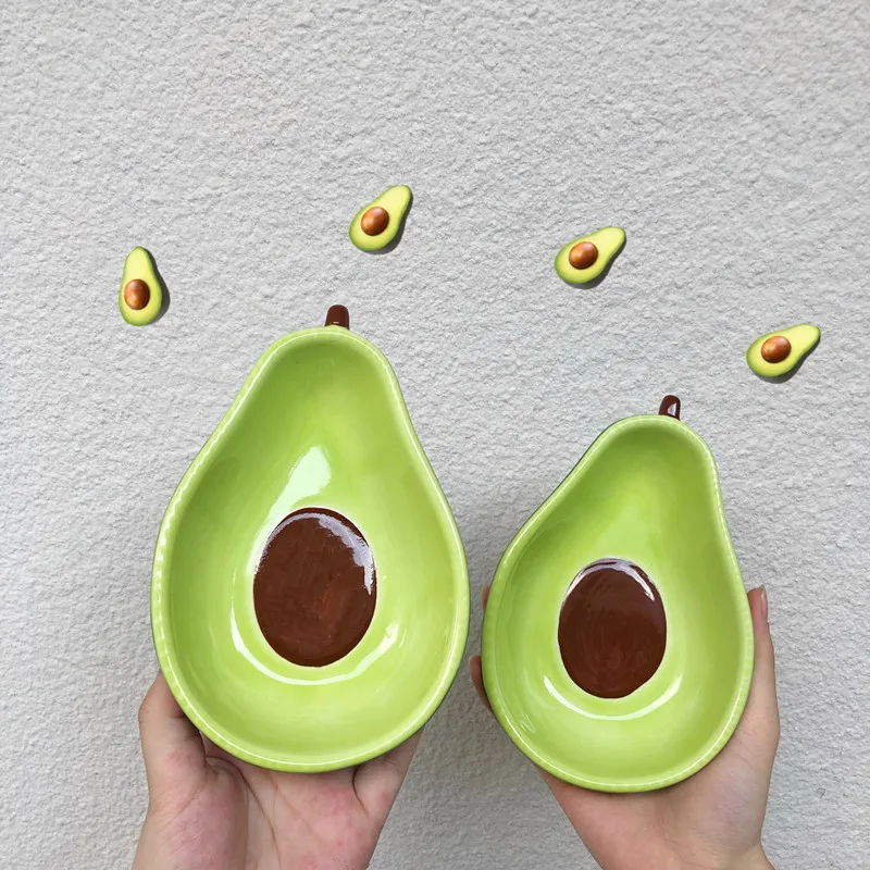 1pcs huge cute avocado shape ceramic fruit salad plate snack dish rice ...