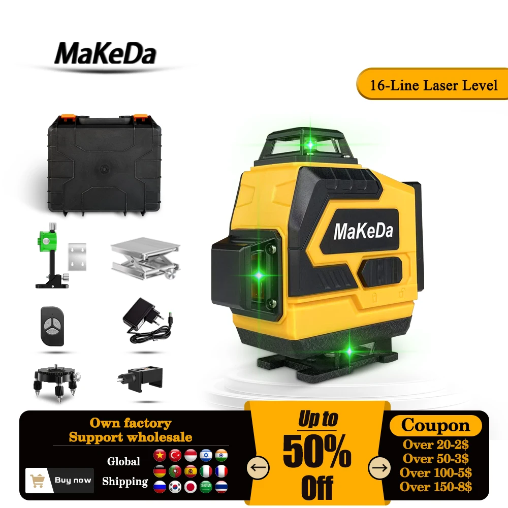 MaKeDa-Laser-Level-16-Lines-4D-Self-Leveling-360-Horizontal-Vertical ...