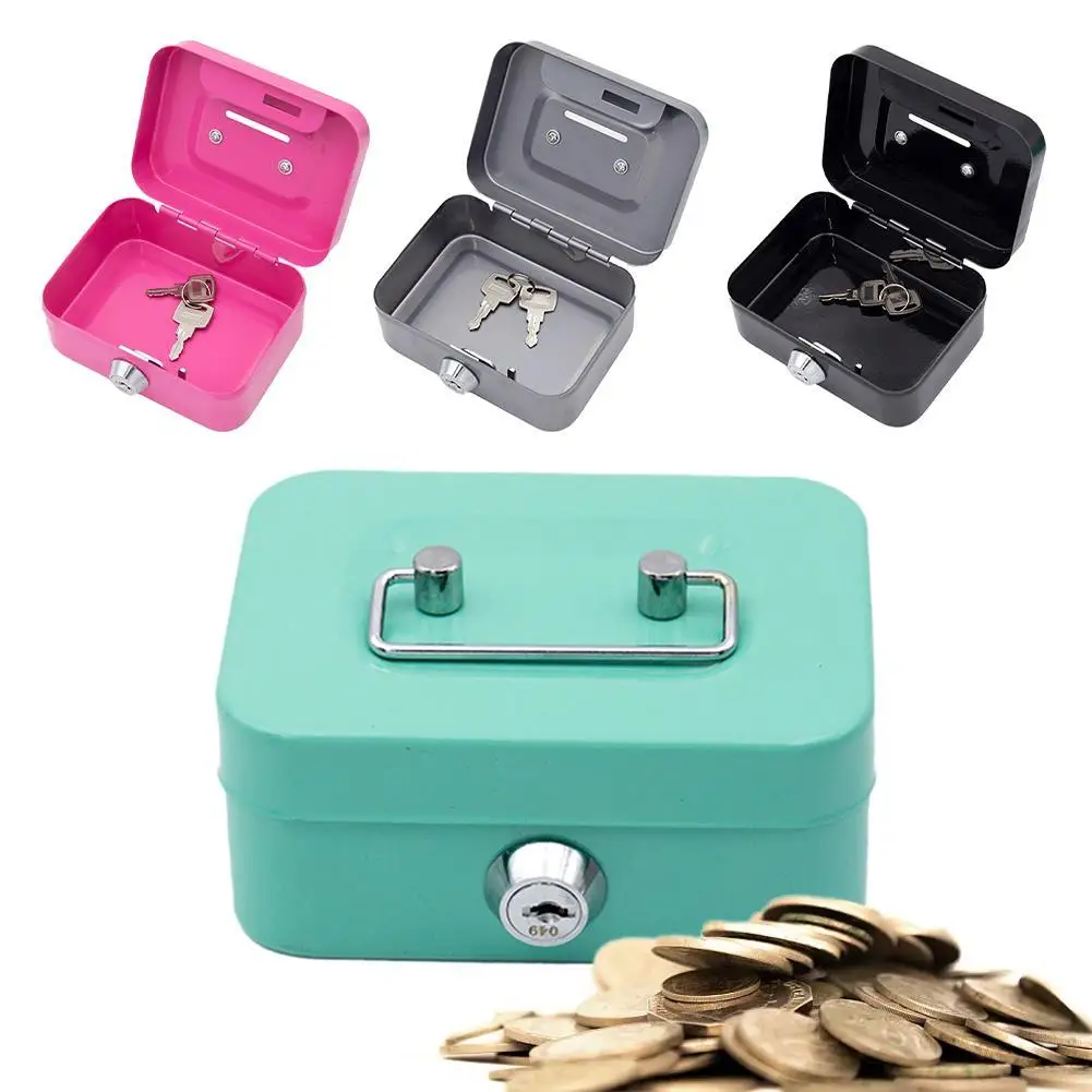 Metal-Cash-Box-Mini-Safe-Lock-Box-Money-Bank-Metal-Coin-Bank-Security ...