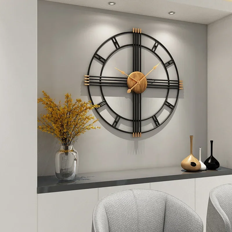 80cm Simple wall clock European style wrought iron living room clocks ...