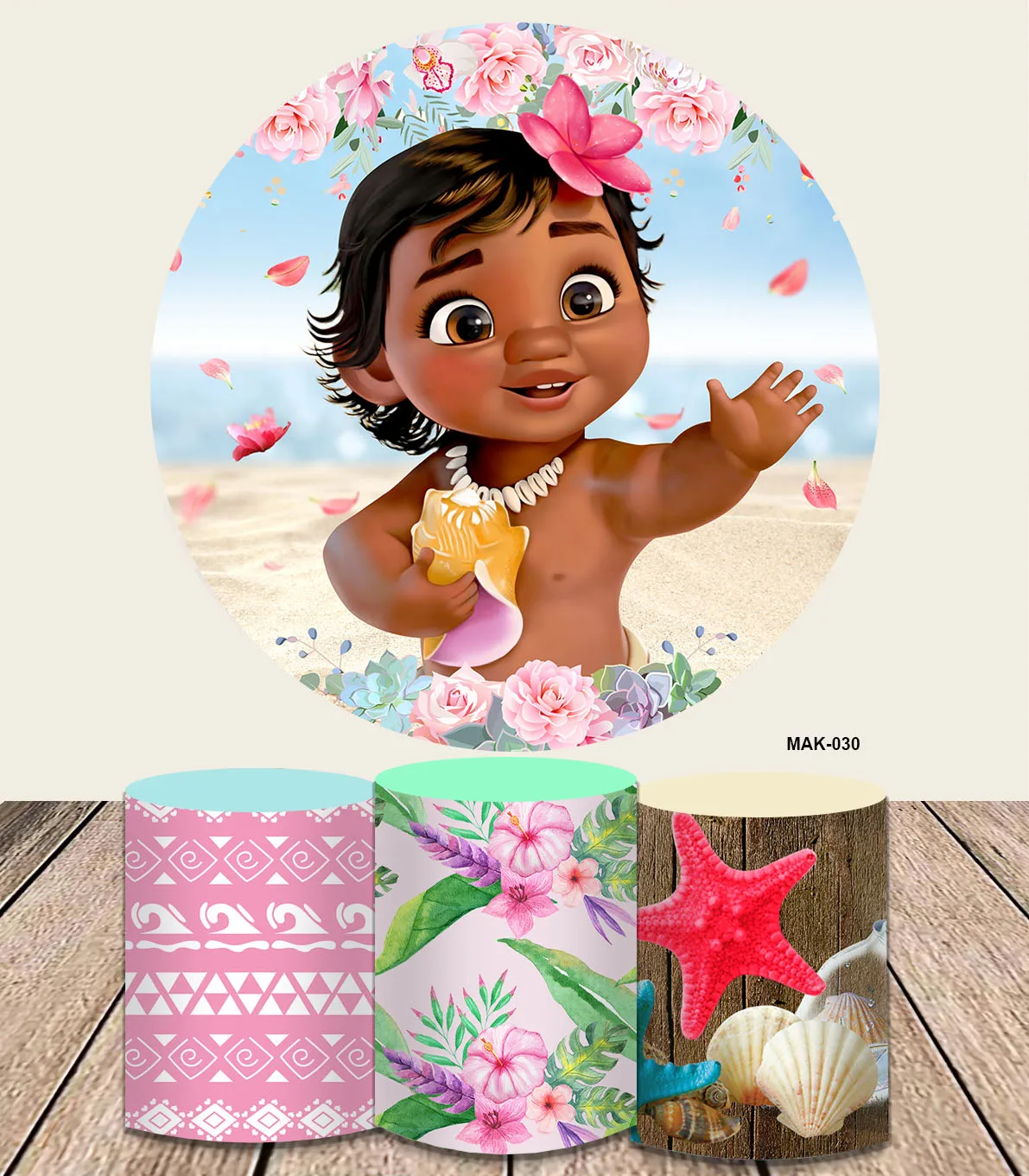 Round-Backdrop-Baby-Moana-Princess-for-Birthday-Party-Baby-Shower ...