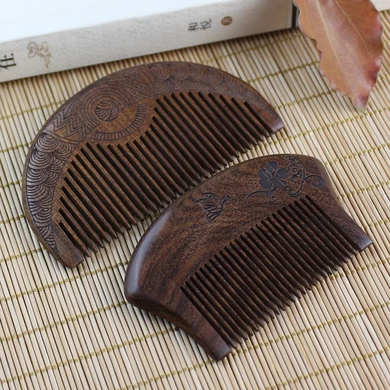 Pocket-Wooden-Comb-Natural-Black-Gold-Sandalwood-Super-Narrow-Tooth ...