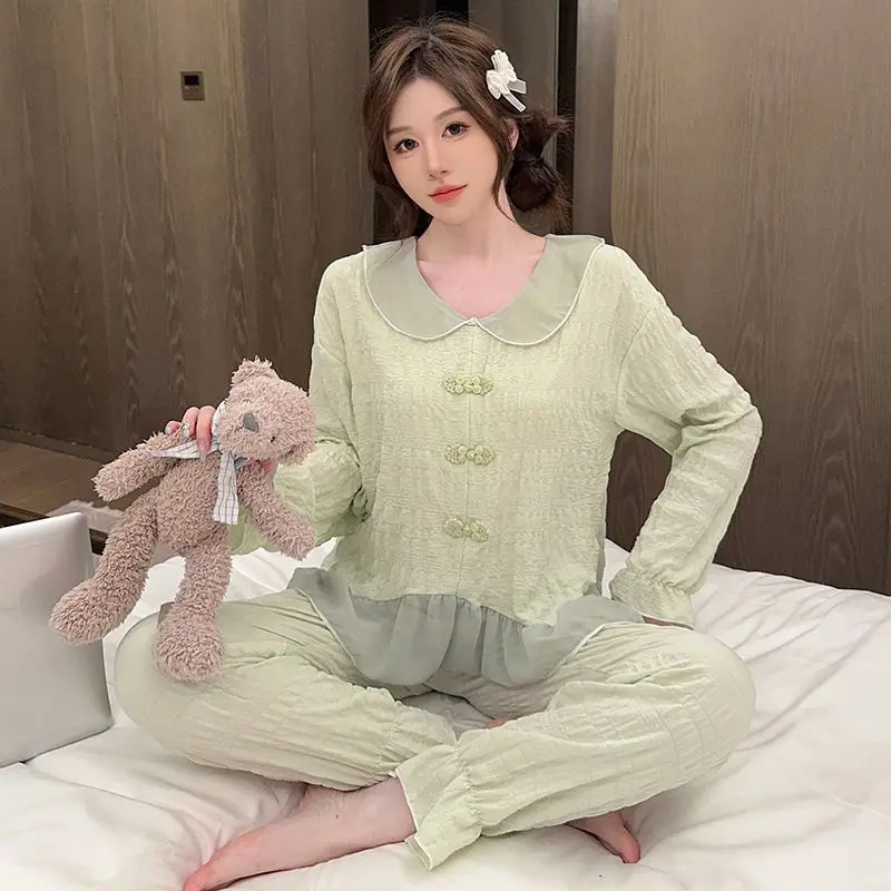 New Chinese Style Cloud Cotton Pajamas for Women Long-sleeved High-end ...