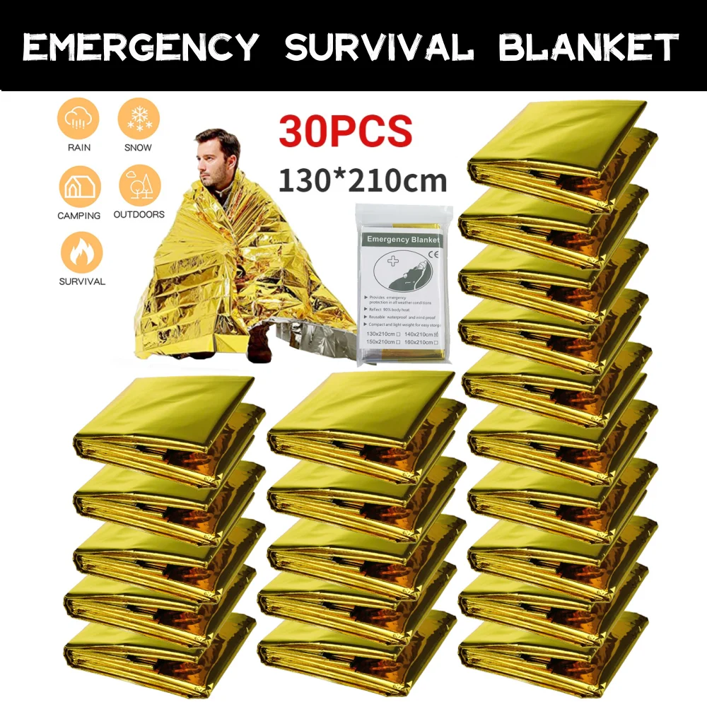 5-30Pc Outdoor Emergency Gold-Sliver Survival Blanket Waterproof First ...