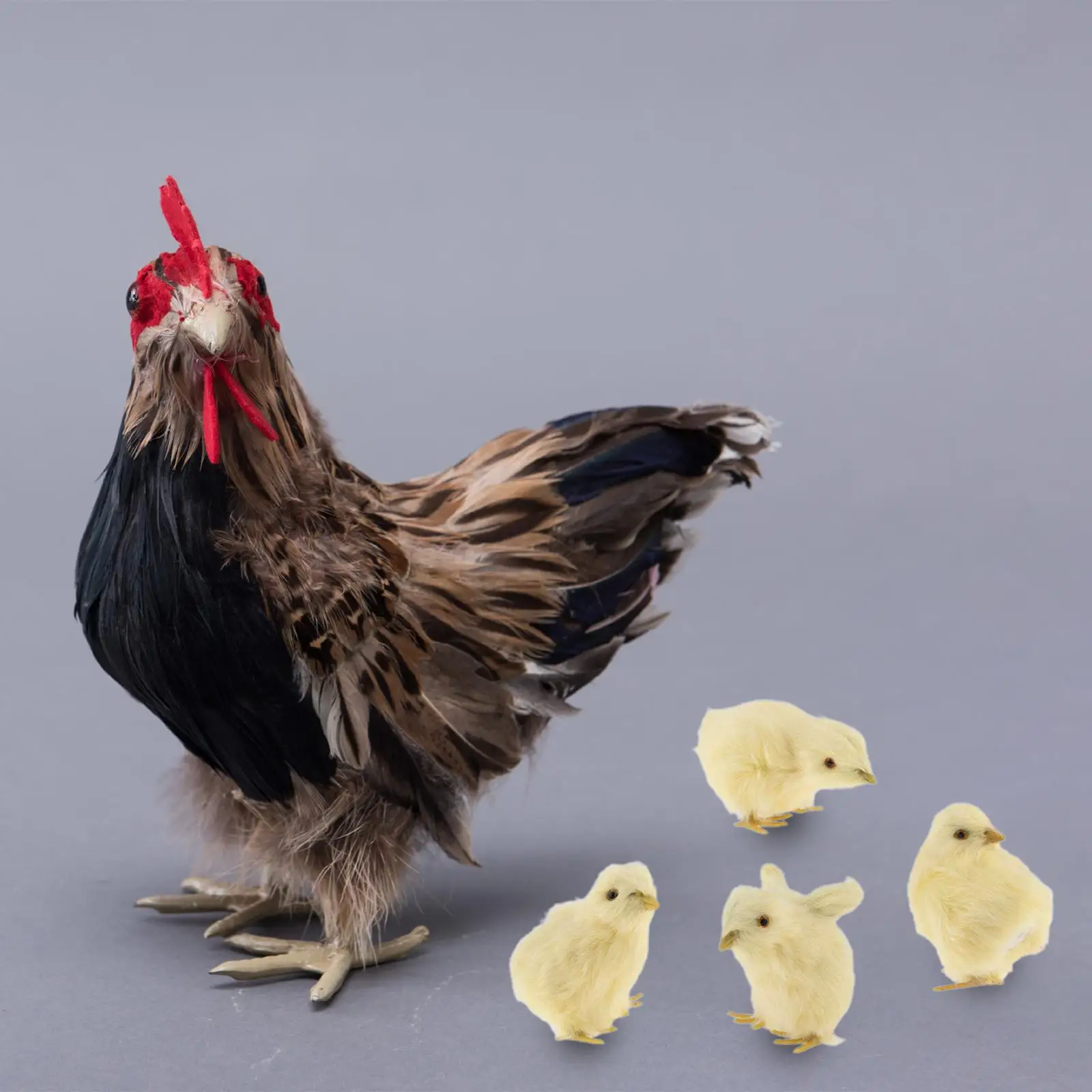 Hen Model Decoration with 4 Chick Figure Ornament for Yard Home ...