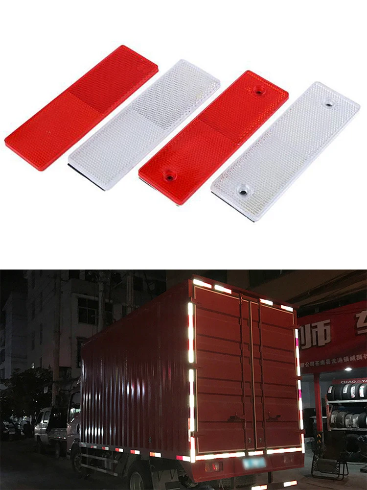 5Pcs Truck Trailer Rectangle Plastic Reflector Reflective Tape Adhesive ...