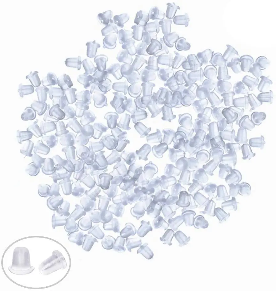 1000pcs Rubber Earring Back Silicone Round Ear Plug Blocked Caps ...