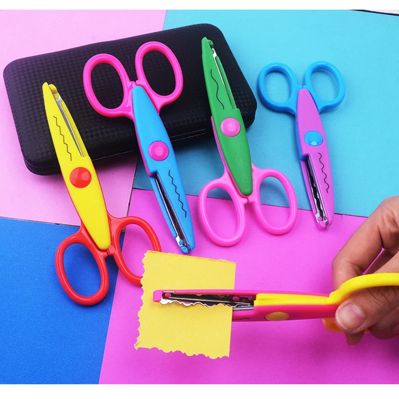 6Pcs-Set-Kids-Paper-Craft-Scissors-6-Cutting-Patterns-Curved-Edges-DIY ...